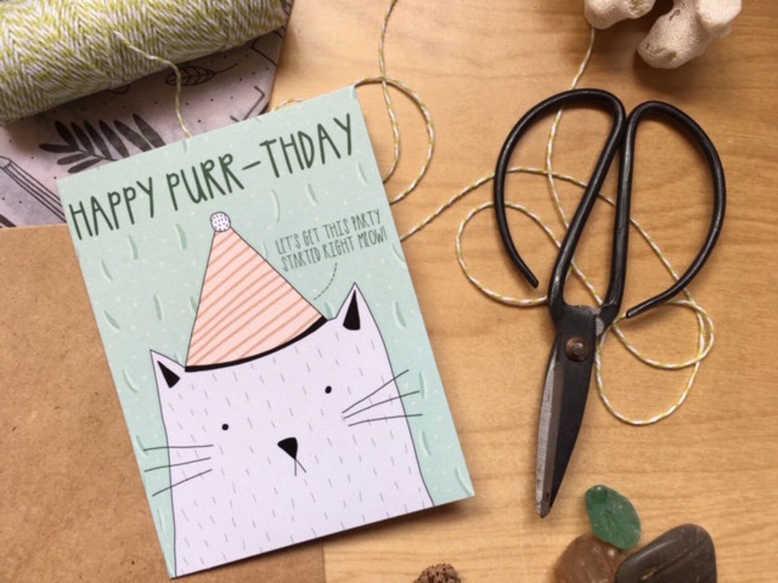 Illustrated Card Birthday Card Punny Card Cat Card | Etsy