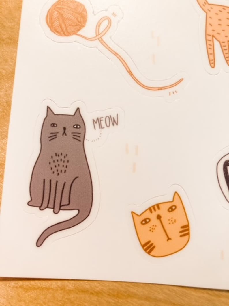 Cat Sticker Sheet Vinyl Sticker Illustrated Sticker | Etsy