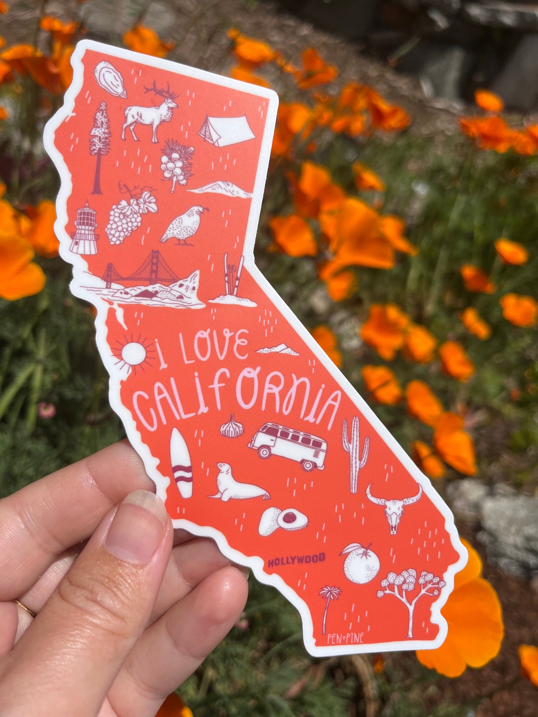 I Love California Sticker - Bumper Sticker - Laptop Sticker - Vinyl ...