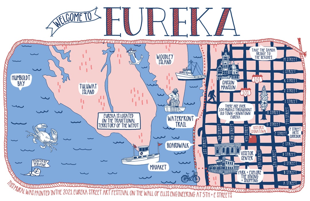 Eureka Postcard - Illustrated Map - Map Postcard - Etsy