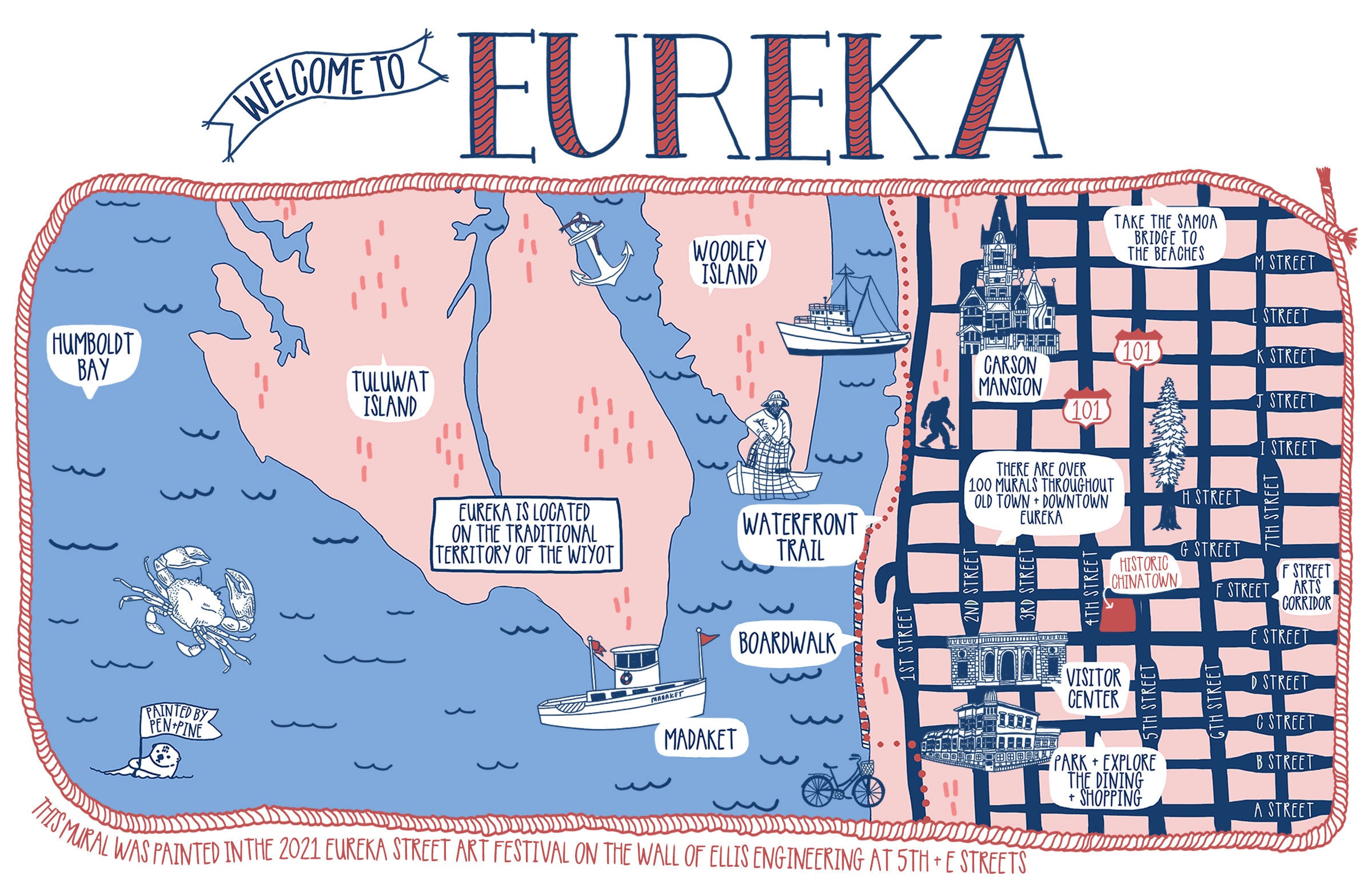 Eureka Postcard - Illustrated Map - Map Postcard - Etsy