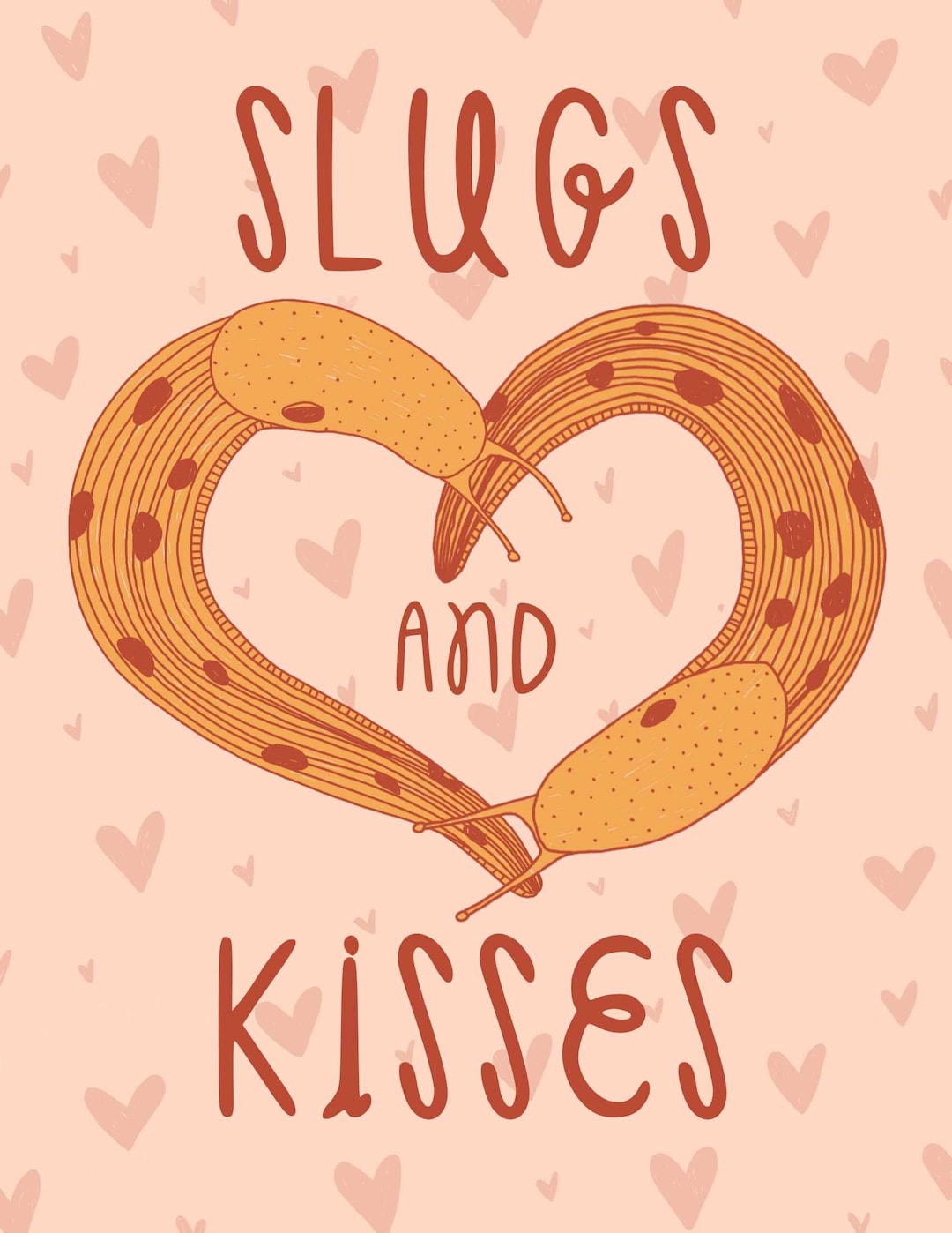 Illustrated Card - Slugs + Kisses - Anniversary Card - Friendship Card ...