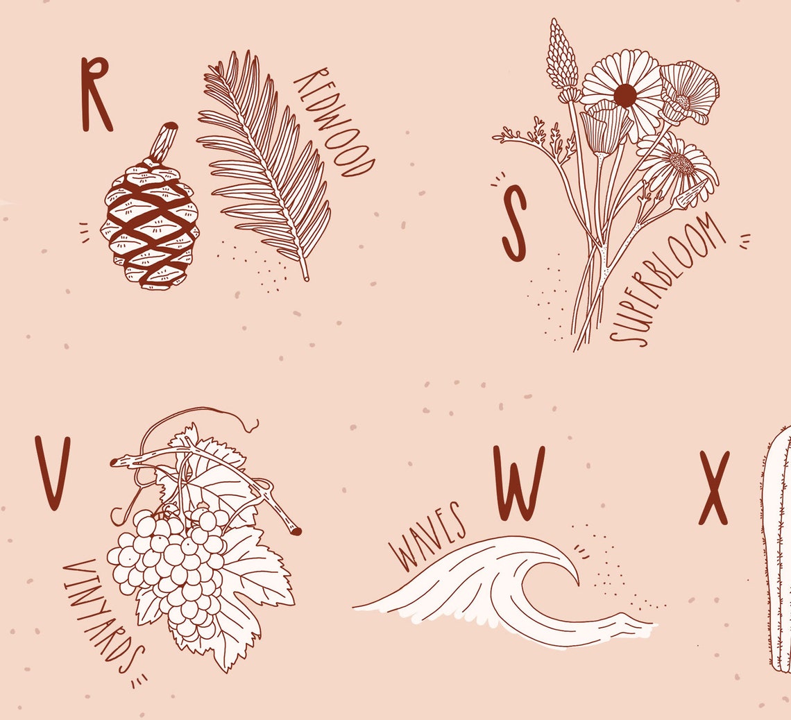 California Alphabet Illustration - Etsy