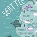 Seattle Map Illustrated Map Art Print 8x10 Print Affordable Art - Etsy