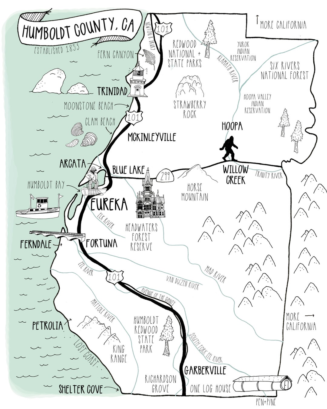 Humboldt County Redwoods Map