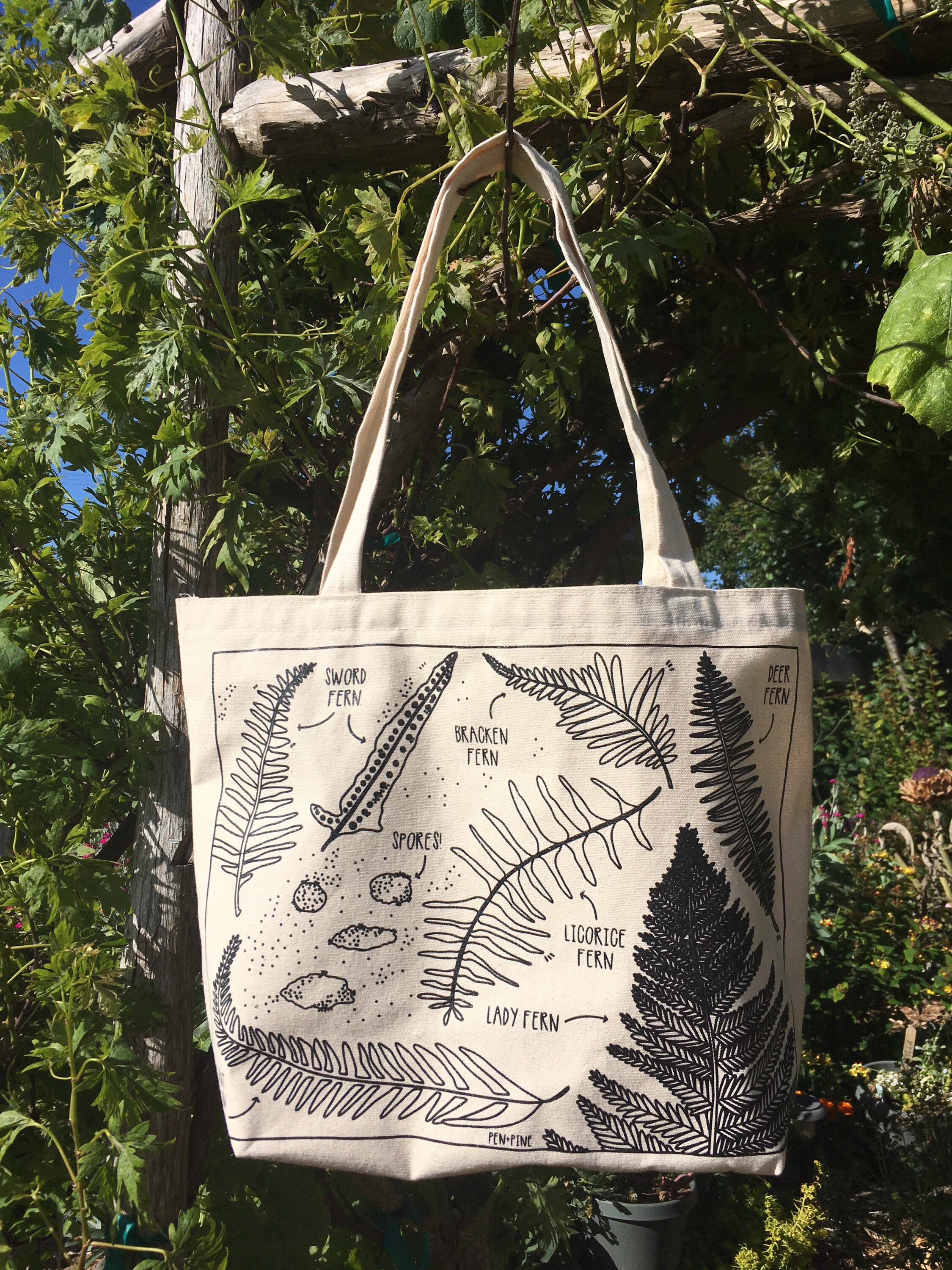 Fern Tote Bag Illustrated Tote Silk Screened Tote Bag - Etsy