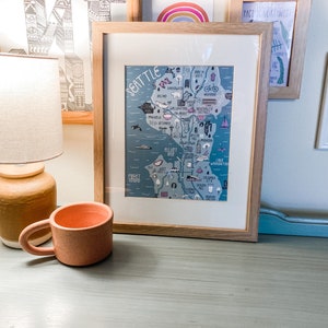 Seattle Map - Illustrated Map - Art Print - 8"x10" Print - Affordable ...
