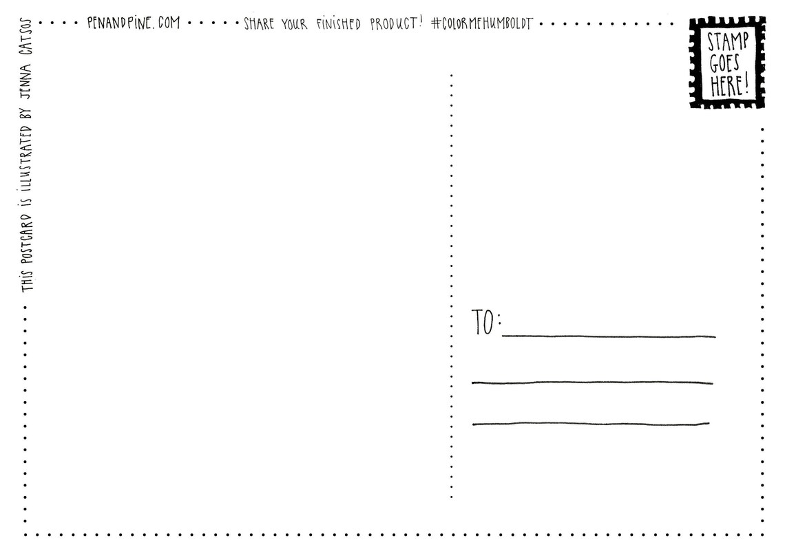 Colorable Postcards Black White Postcards 5x7 Postcards | Etsy