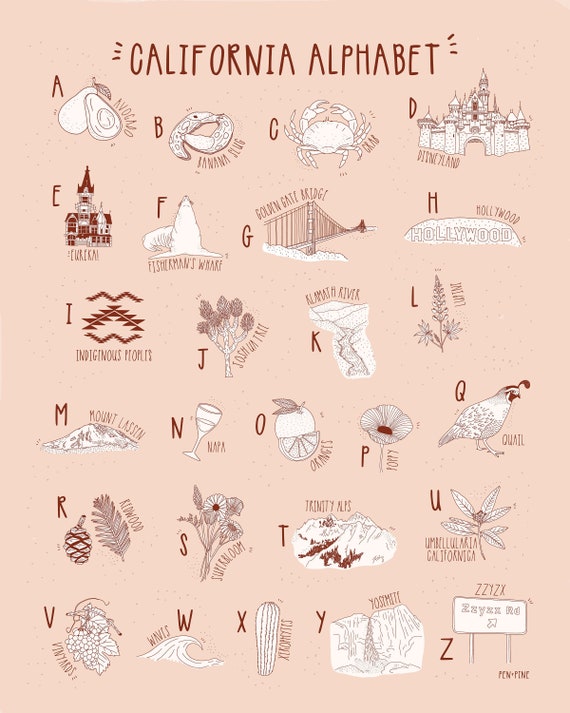 California Alphabet Illustration | Etsy