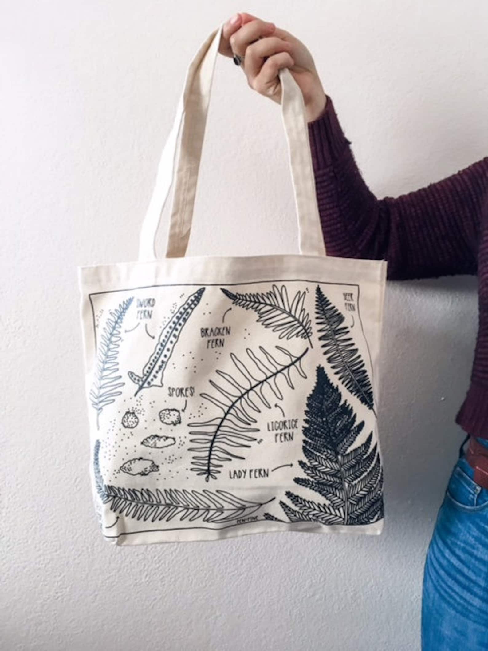Fern Tote Bag Illustrated Tote Silk Screened Tote Bag - Etsy