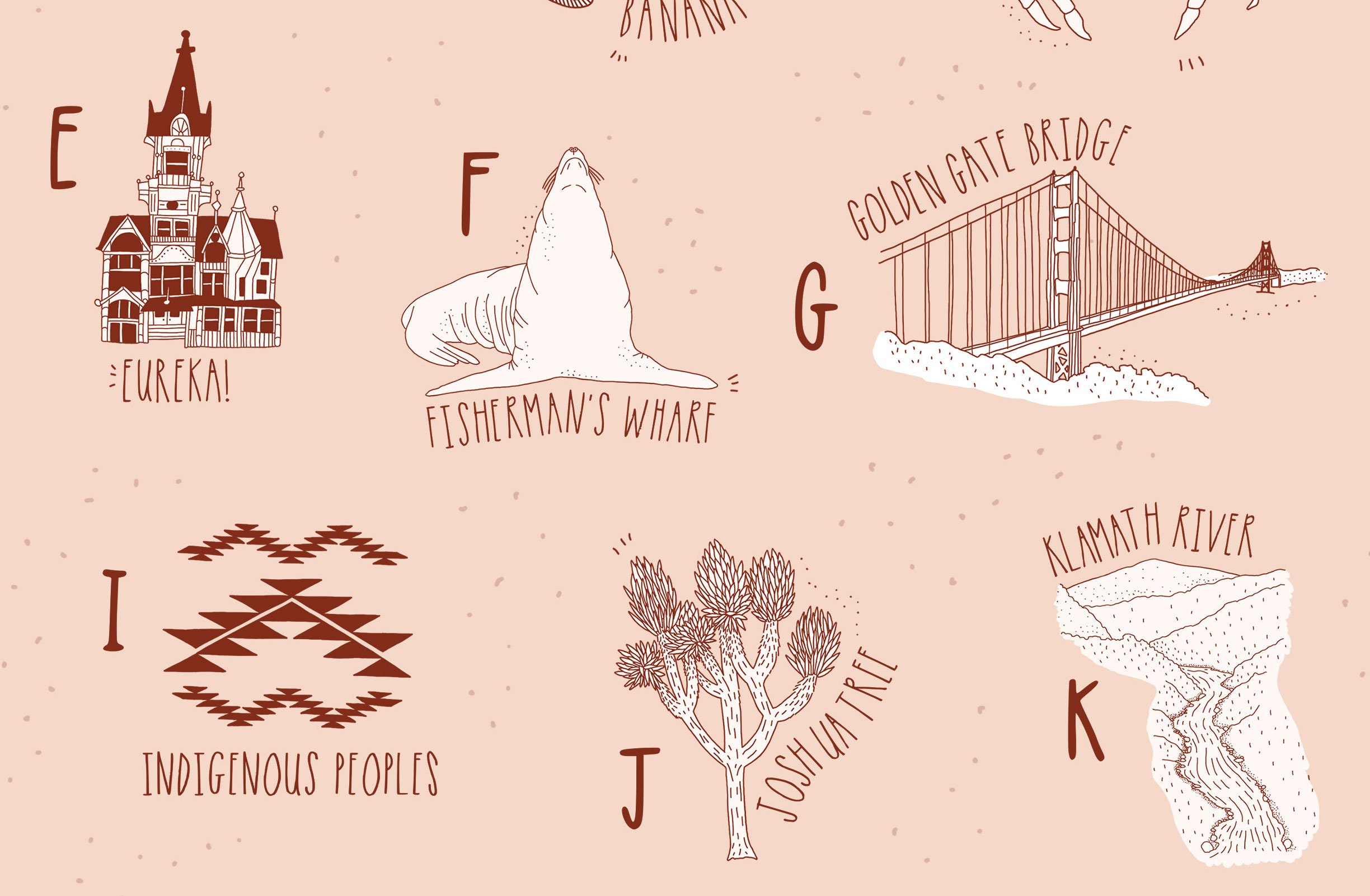 California Alphabet Illustration - Etsy
