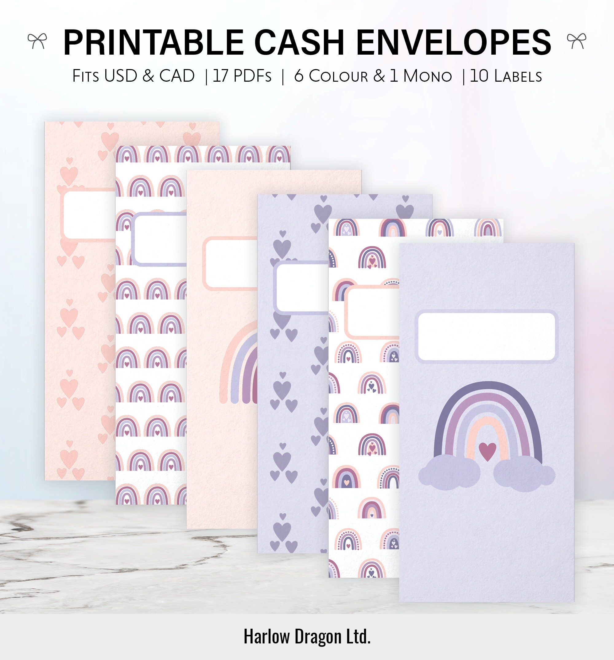 Printable Cash Envelopes | Rainbow Hearts - Etsy