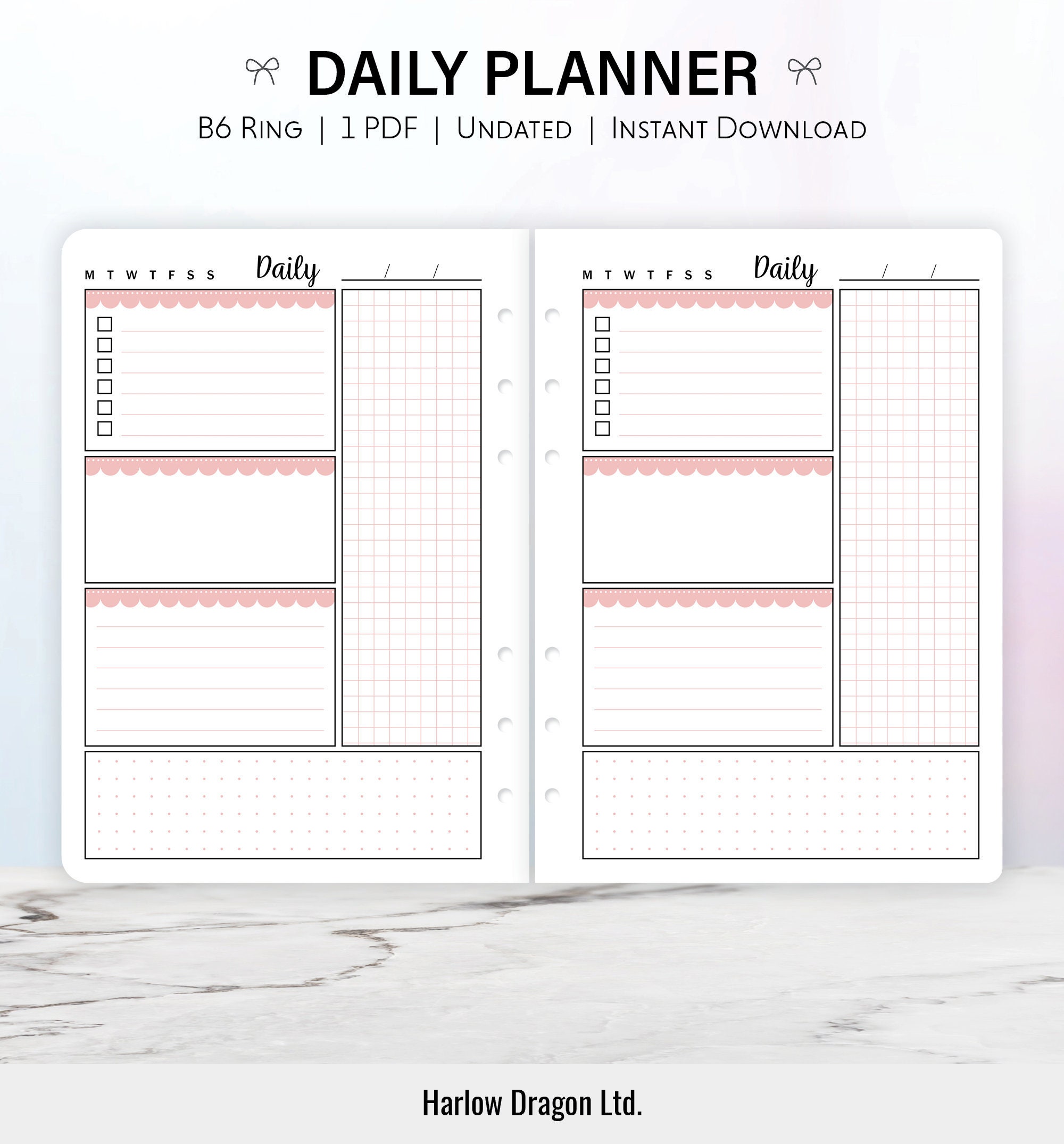 B6 Ring, Daily Printable Planner - Etsy