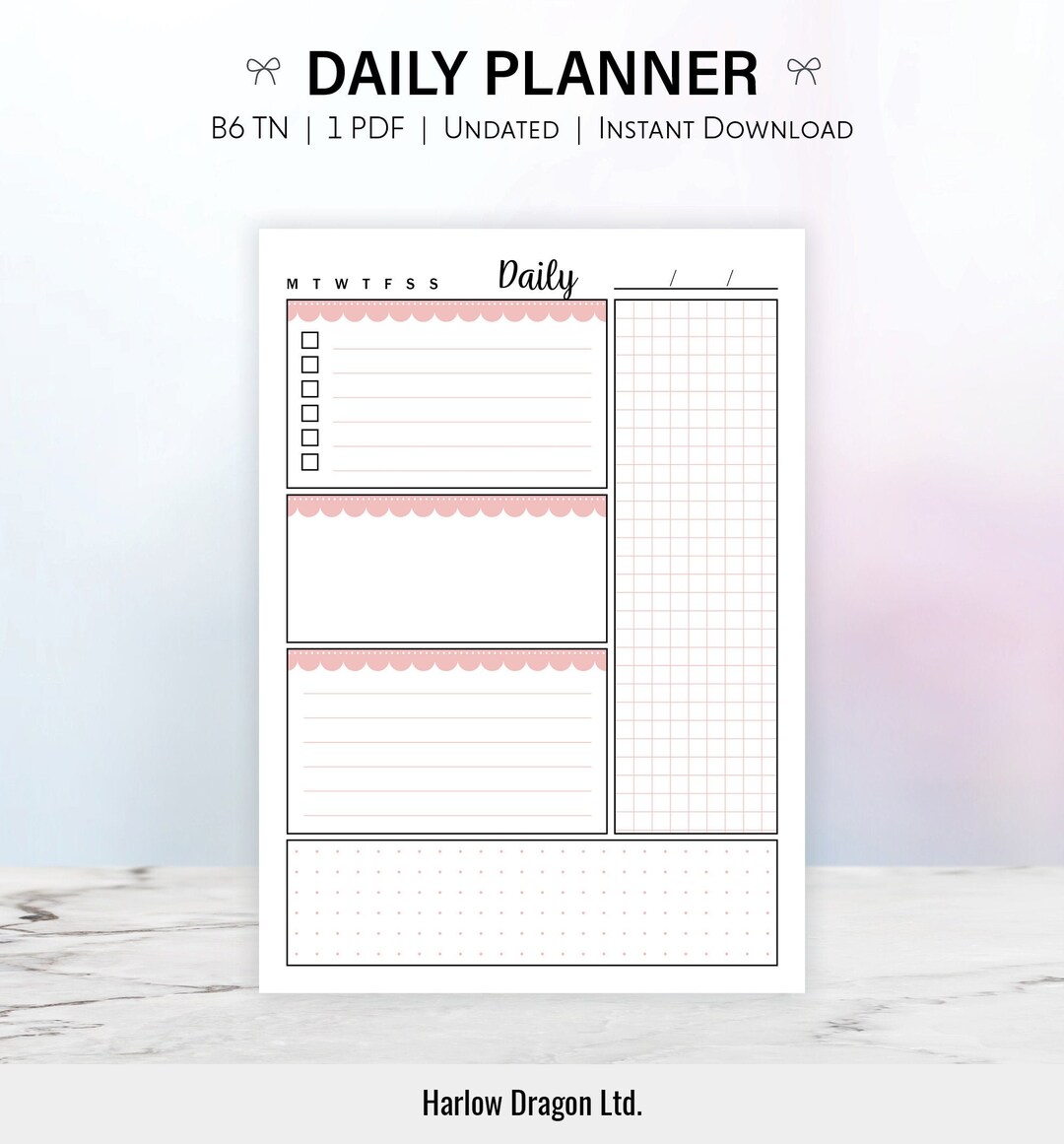 B6 Travellers Notebook, Daily Printable Planner - Etsy