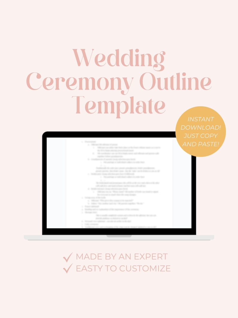 Wedding Ceremony Outline Template: Customizable Script (digital ...