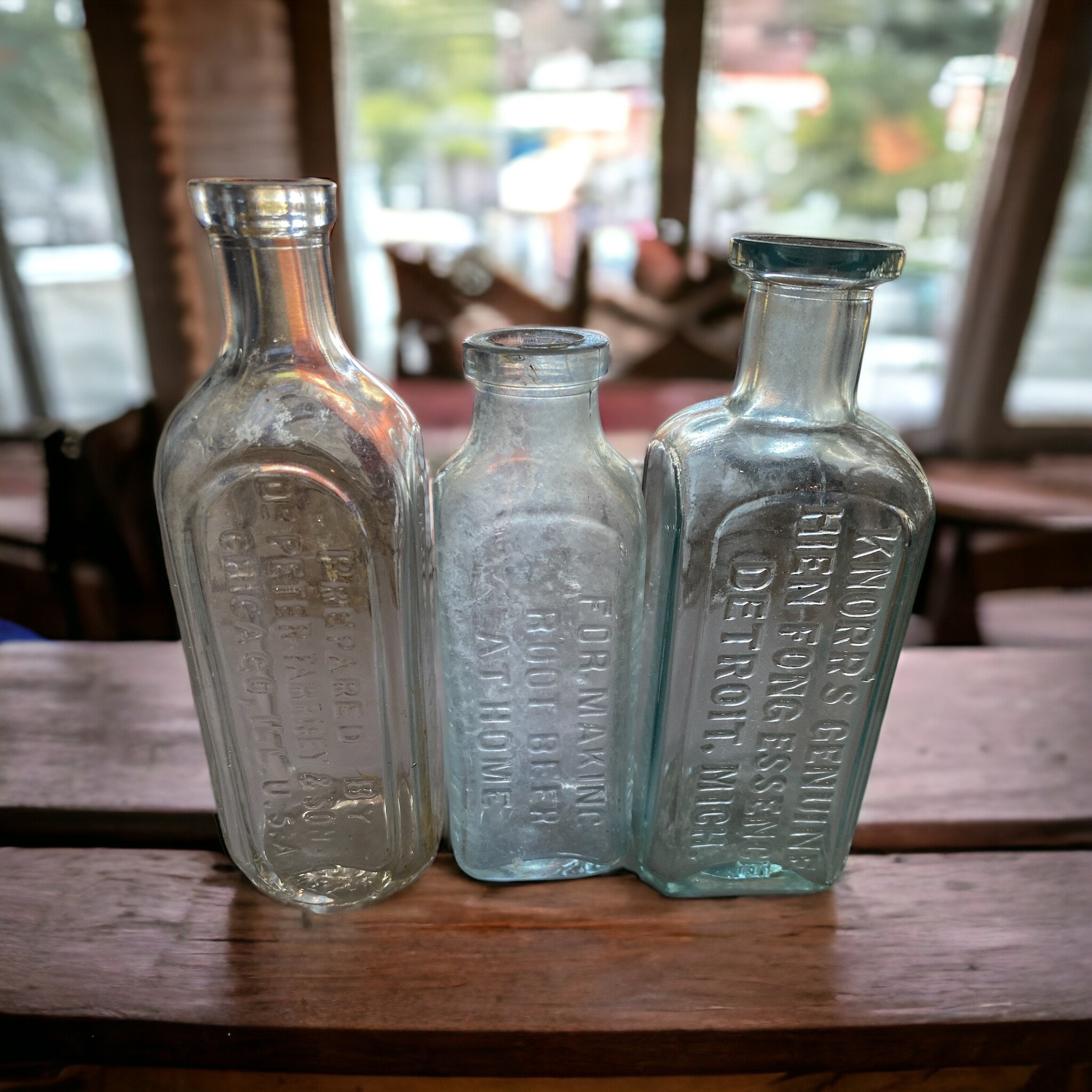 Antique Glass Bottles Group of 3 - Etsy