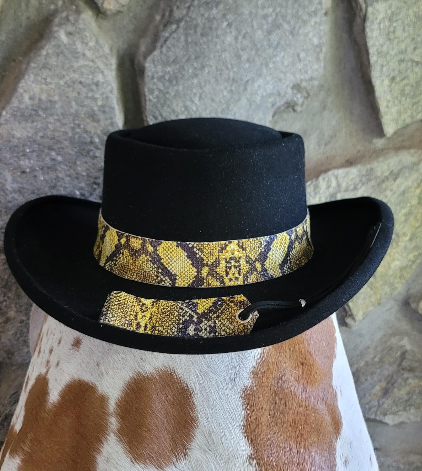 Amber Yellow & Brown Genuine Leather in Python Snakeskin Print Western ...