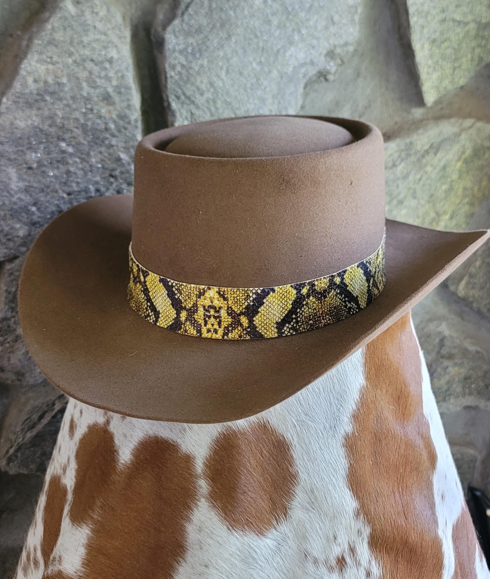 Amber Yellow & Brown Genuine Leather in Python Snakeskin Print Western ...