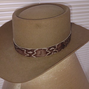 Brown and Bronze Genuine Leather Python Snakeskin Print Hat Band ...