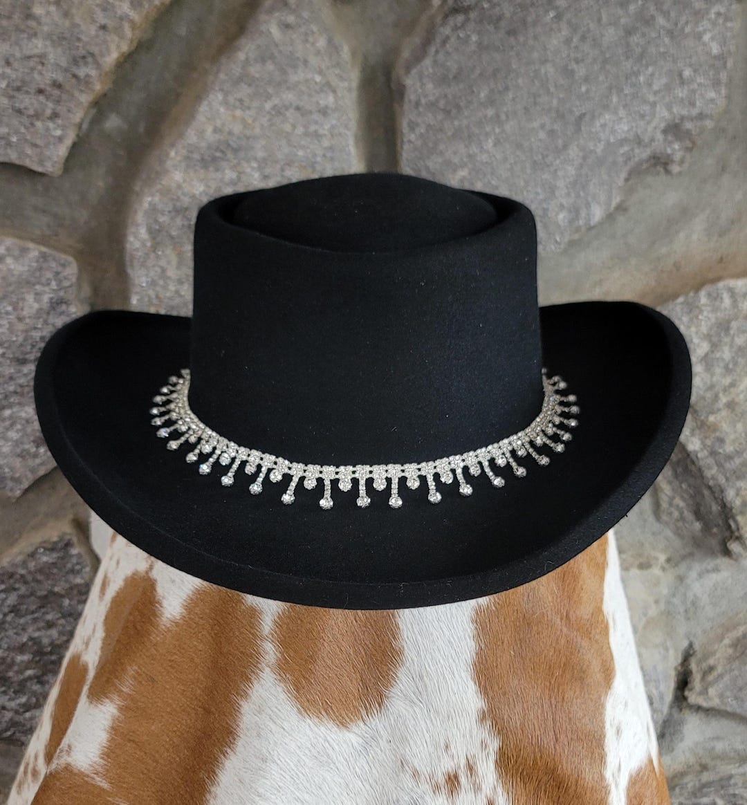 Diamond Rhinestone Drop Fringe Bling Bling Western Hat Band Hatband ...