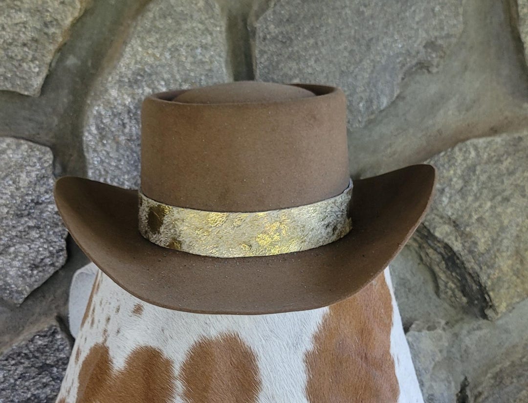Genuine Spotted Hair on Cowhide Leather Acid Wash GOLD Metallic Western ...