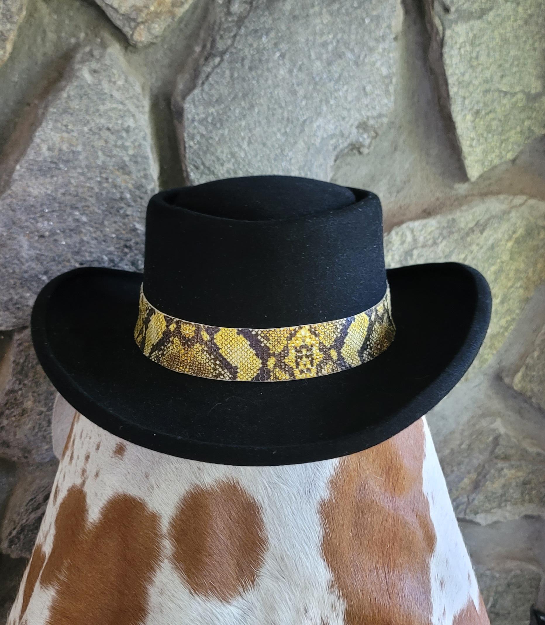 Amber Yellow & Brown Genuine Leather in Python Snakeskin Print Western ...