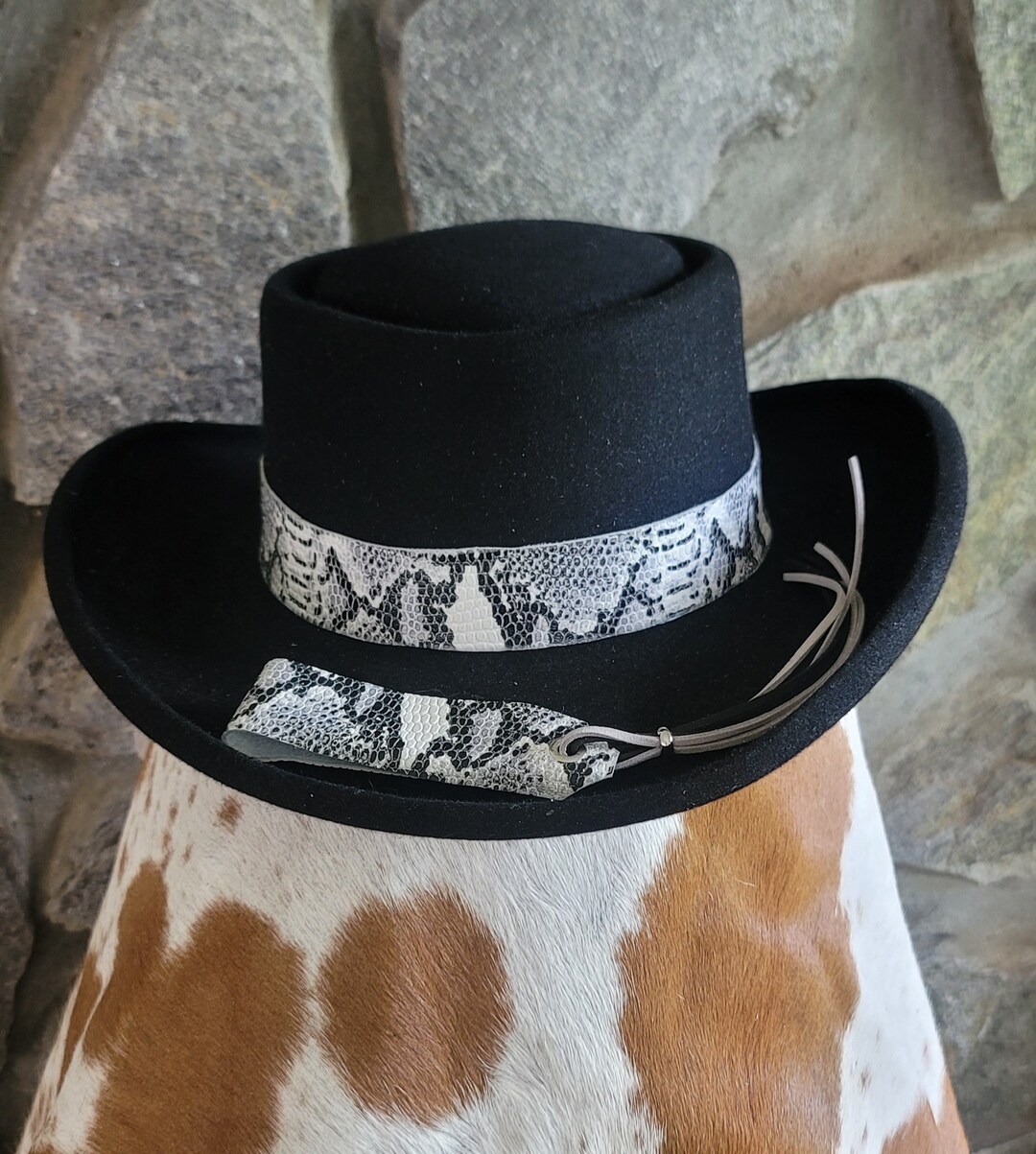 Black Light Gray White Genuine Leather in Python Snakeskin Print ...