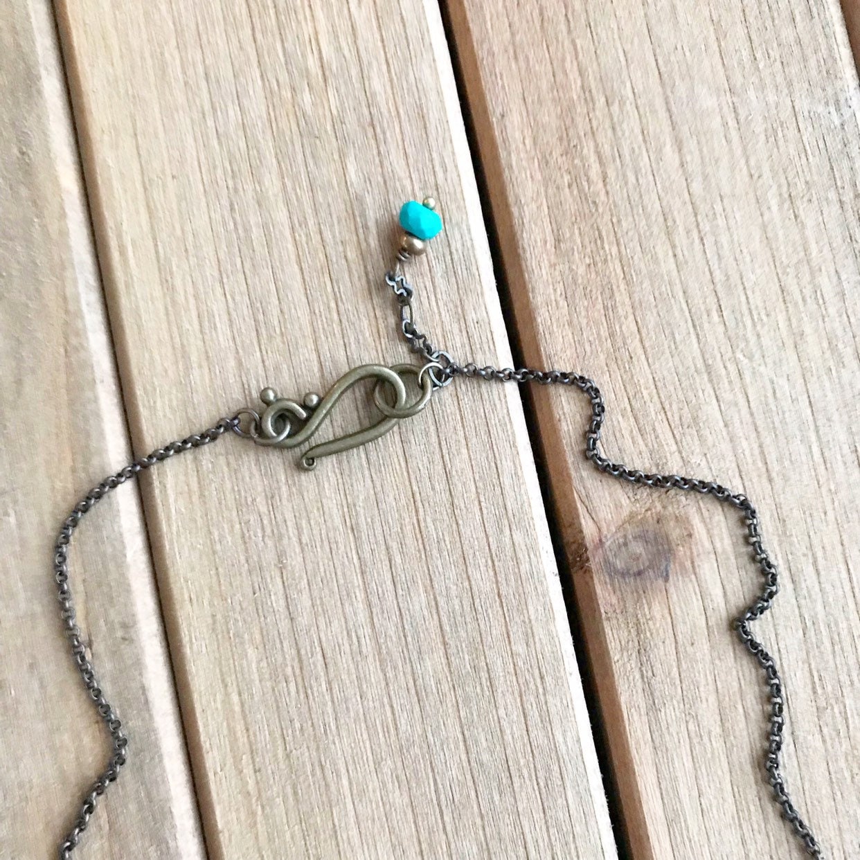 Long Turquoise and Antique Chain Necklace Long Layering Statement ...