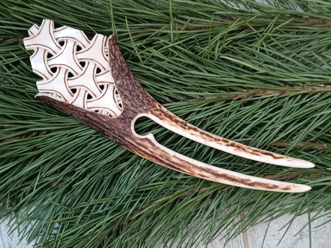 Celtic Antler Hair Fork Hair Stick From a Deer Horn Antler - Etsy