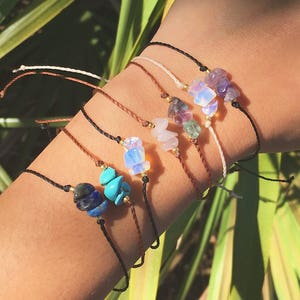 Adjustable Crystal Wish Bracelet Gold Beads Gemstone Bracelet / Healing ...
