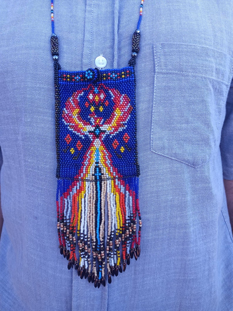 Hand Beaded Phoenix Amulet Bag, Phoenix Medicine Bag, Phoenix Amulet ...