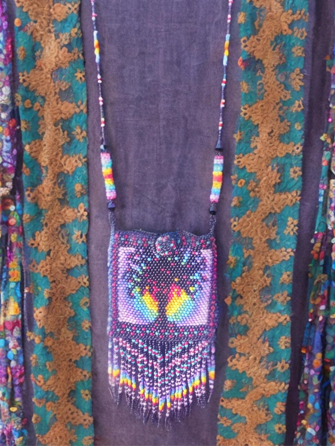 Hand Beaded Tree of Life Amulet Bag, Tree of Life Medicine Bag, Amulet ...