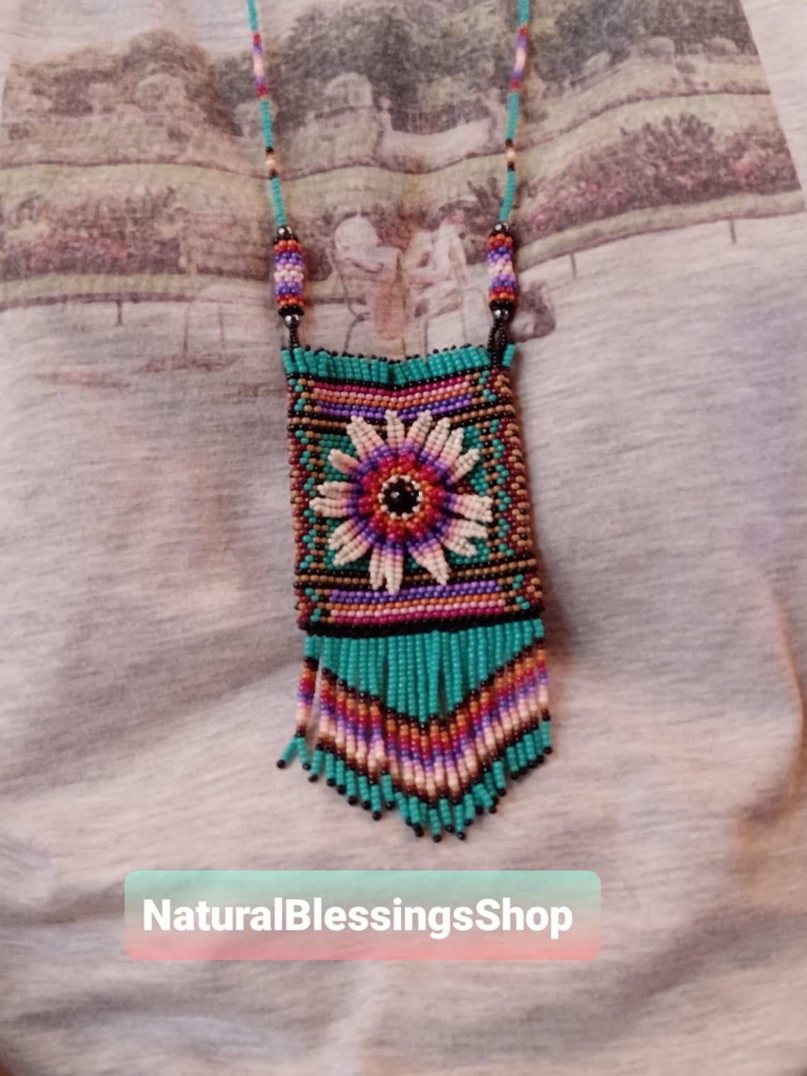 Hand Beaded Flower Amulet Bag, Beaded Flower Medicine Bag, Amulet Pouch ...