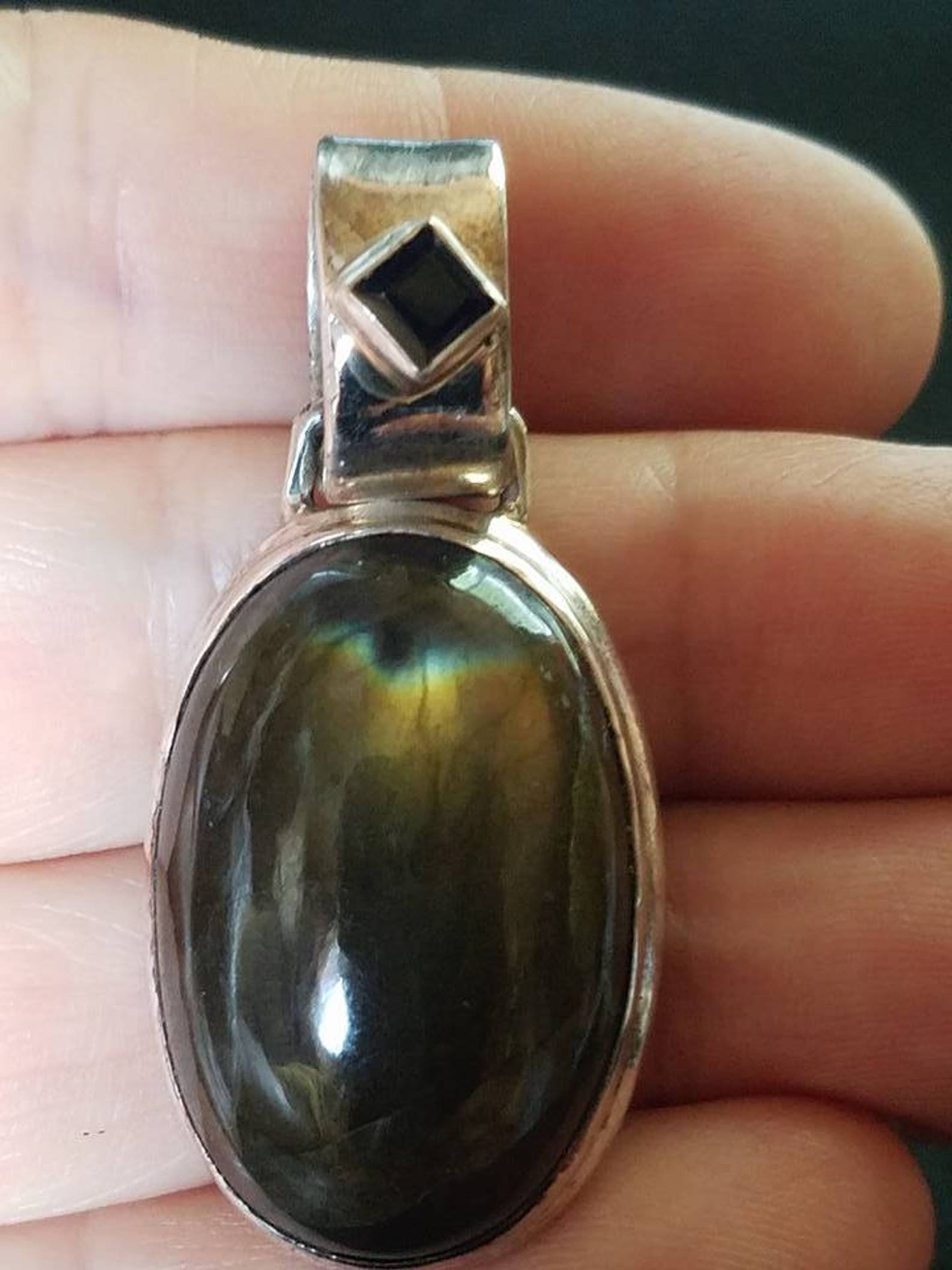 Big Labradorite Iolite Sterling Silver Pendant / Labradorite - Etsy