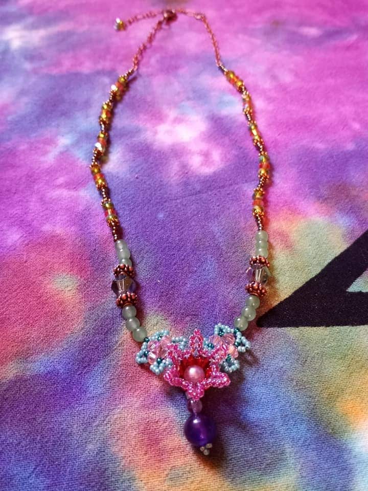 Flower Boho Colorful Pearl Beaded Necklace With Aventurine, Boho ...
