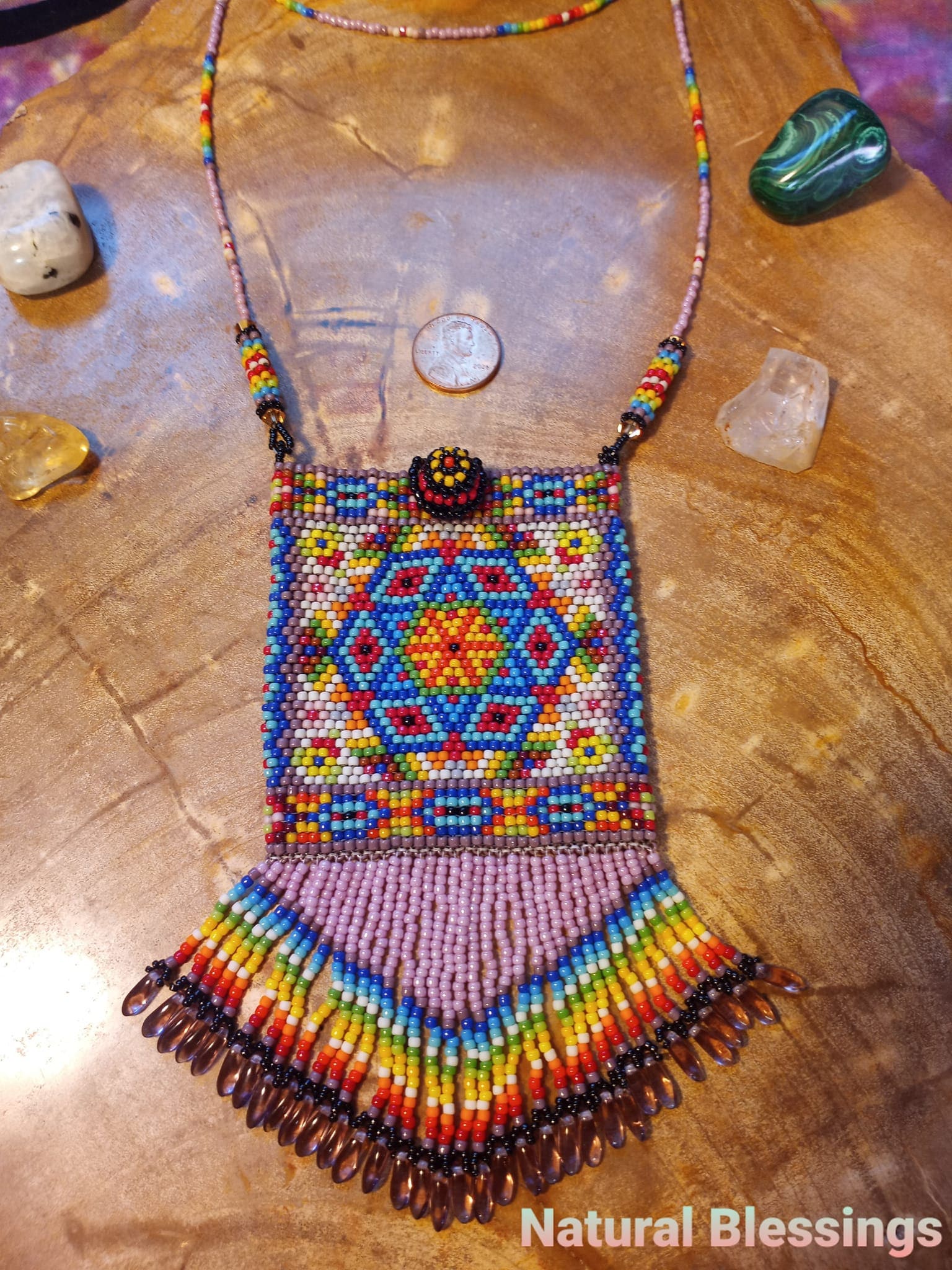 Hand Beaded Mandala Amulet Bag, Beaded Mandala Medicine Bag, Amulet ...