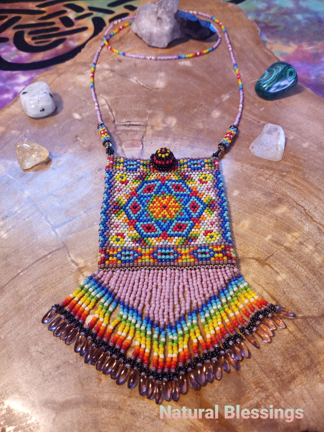 Hand Beaded Mandala Amulet Bag, Beaded Mandala Medicine Bag, Amulet ...