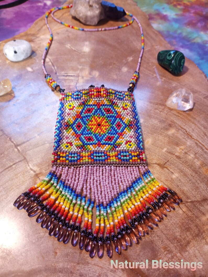 Hand Beaded Mandala Amulet Bag, Beaded Mandala Medicine Bag, Amulet ...