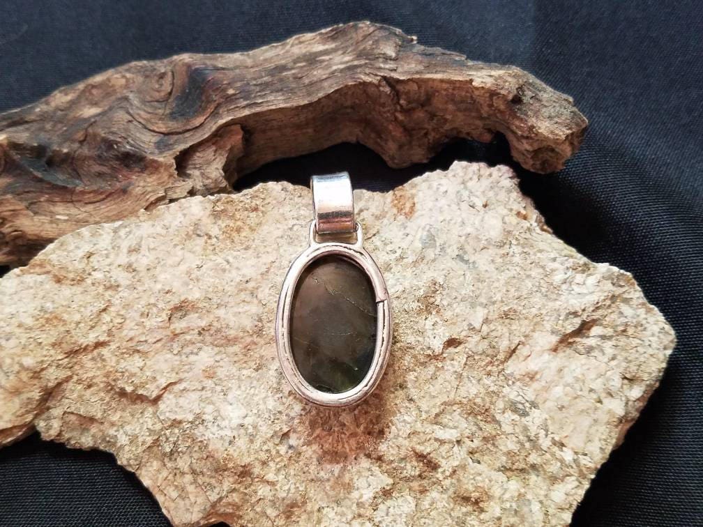 Big Labradorite Iolite Sterling Silver Pendant / Labradorite - Etsy