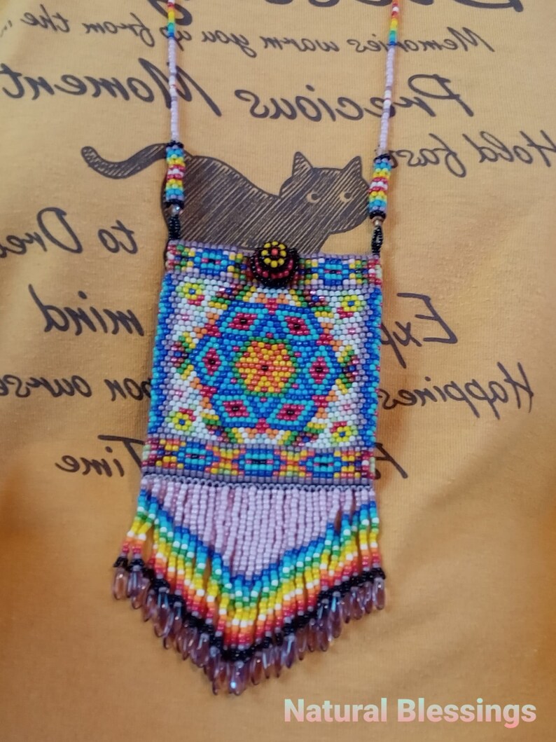 Hand Beaded Mandala Amulet Bag, Beaded Mandala Medicine Bag, Amulet ...