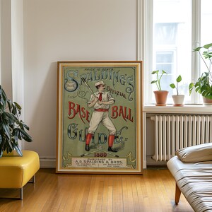 Vintage Baseball Wall Art Man Cave Decor Baseball Gift for Dad 1889 ...