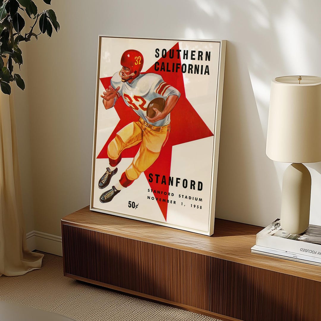 Vintage Football Poster USC Trojans Wall Art 1958 Program Man Cave ...