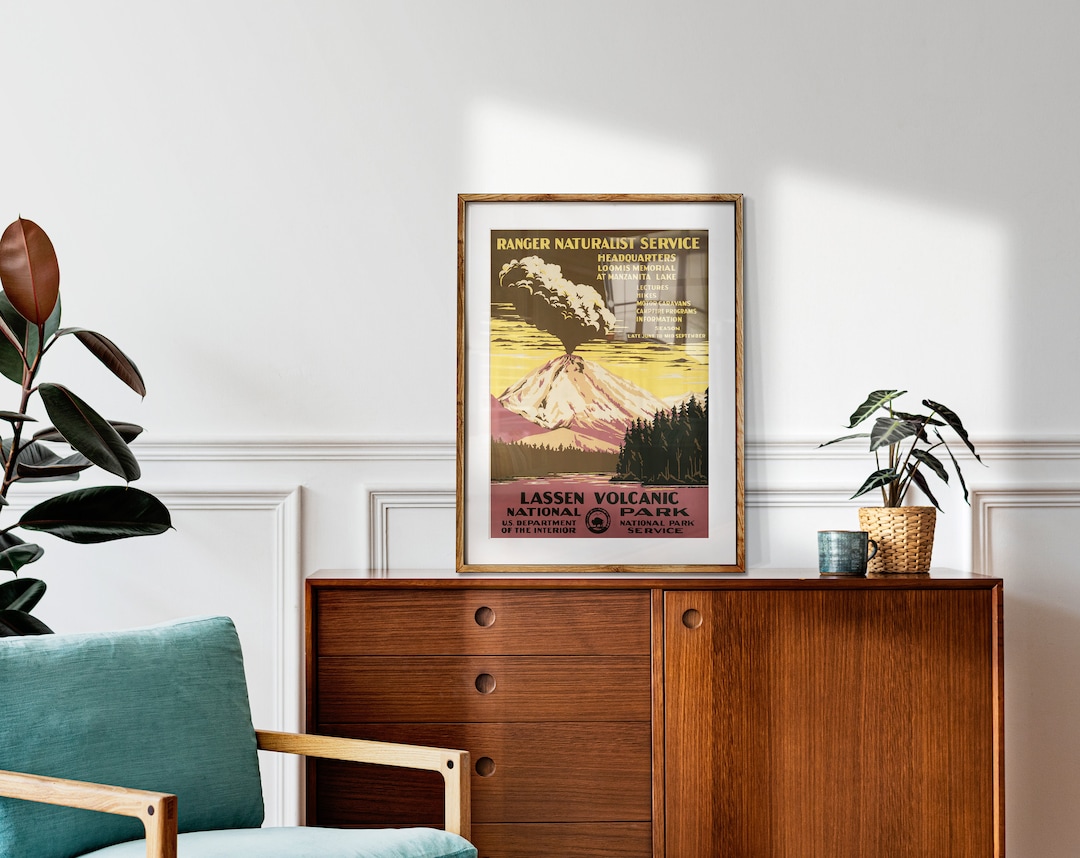 Lassen Volcanic National Park Poster Vintage Nature Posters WPA Poster ...