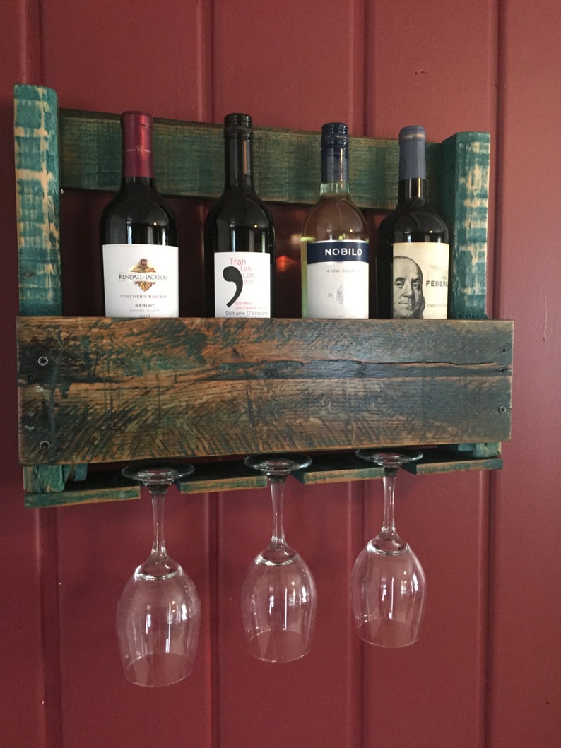 Handmade Wine Rack - Turquoise Stain - Etsy