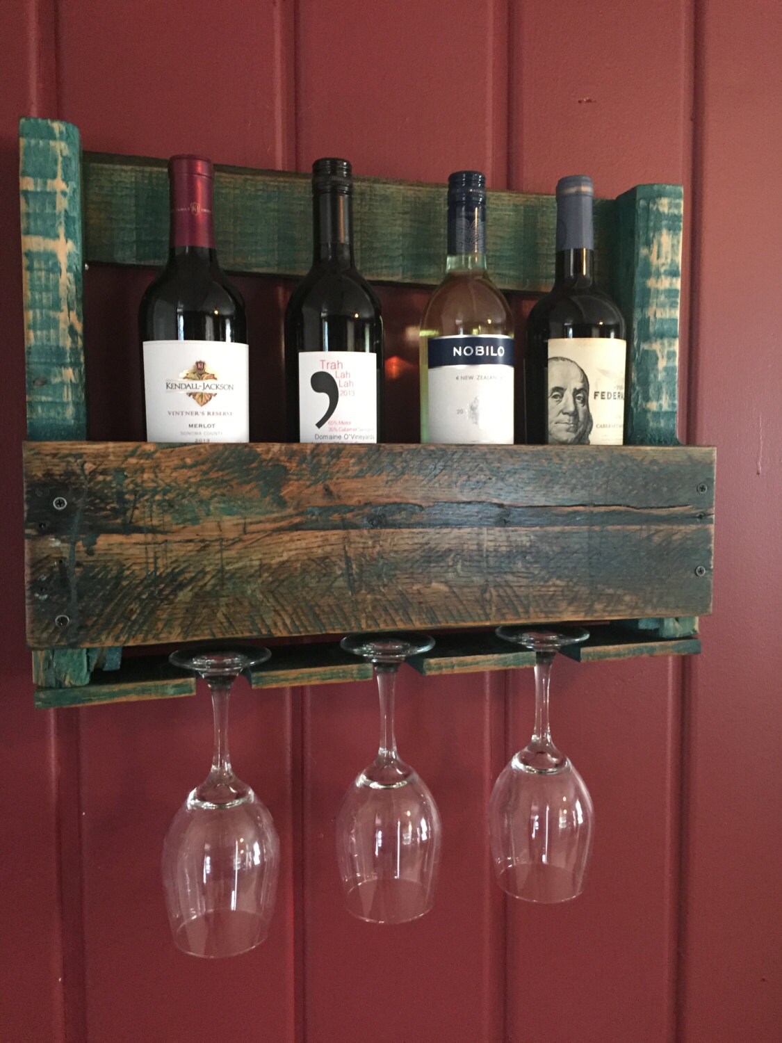 Handmade Wine Rack - Turquoise Stain - Etsy