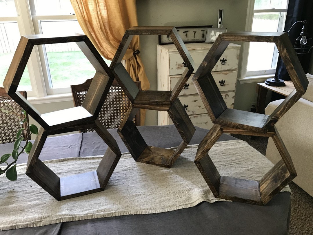 Hexagon Wood Shelves - Etsy
