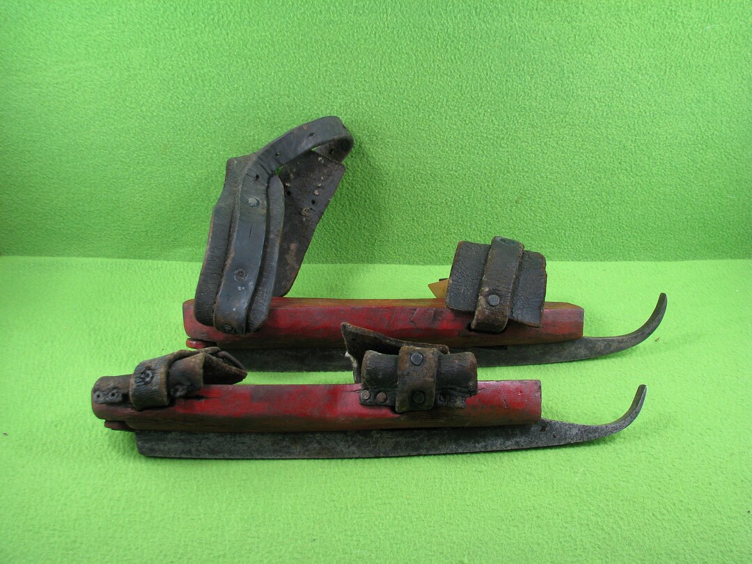 Antique Primitive Ice Skates Handmade in Minnesota, Heavy, Wide Steel ...