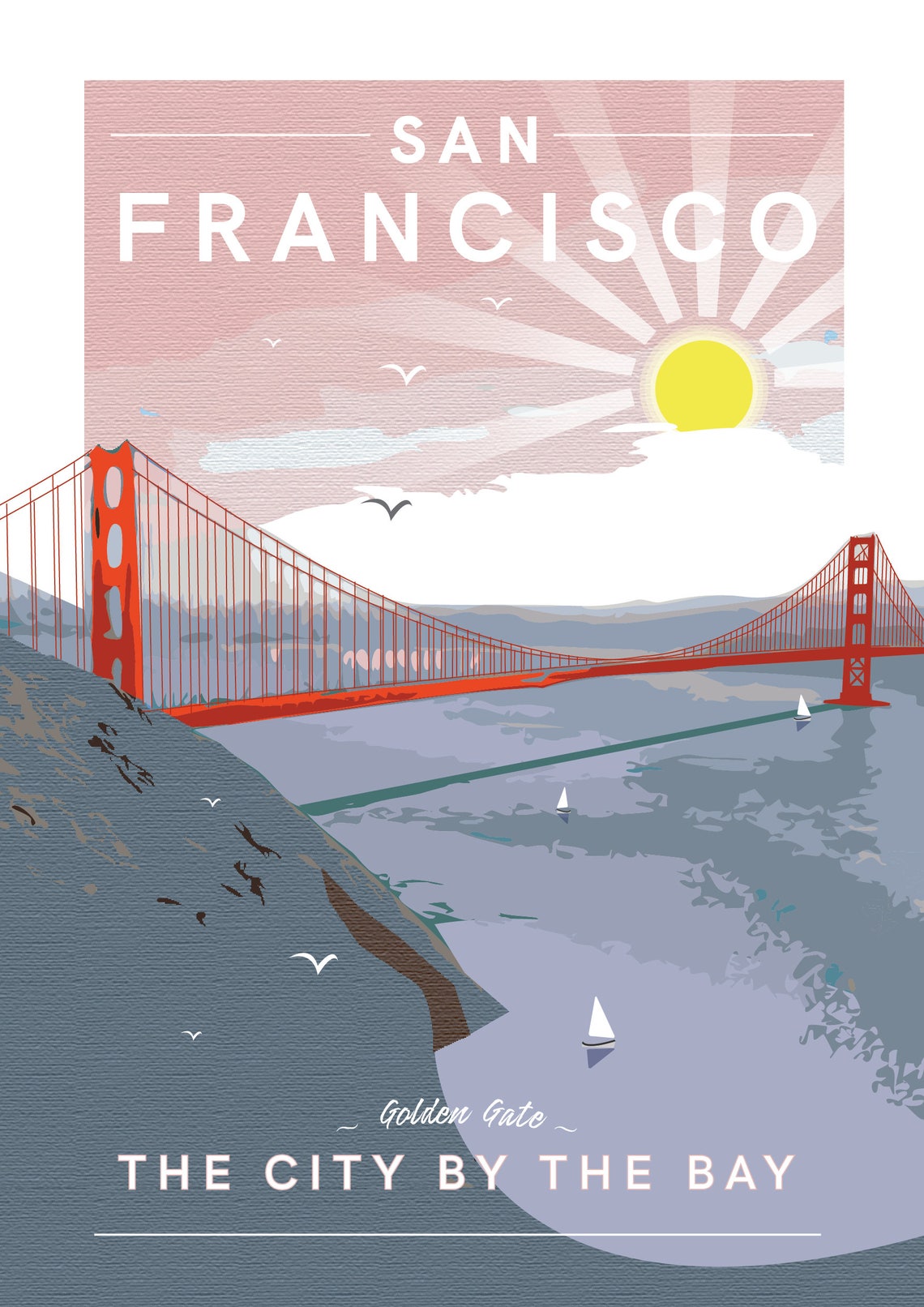 GOLDEN GATE Bridge, San Francisco, USA Vintage Travel Poster, Diy ...