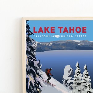 Lake Tahoe Poster, Ski Resort Poster, Heavenly, Tahoe, California ...