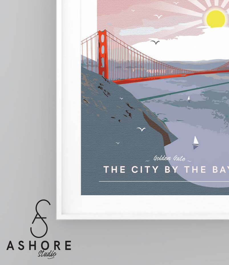 GOLDEN GATE Bridge, San Francisco, USA Vintage Travel Poster, Diy ...